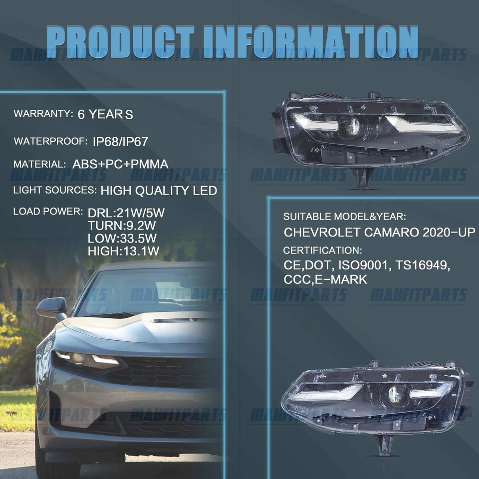 For 2019-2024 Chevrolet Chevy Camaro LED Headlight Projector LEFT Side ...