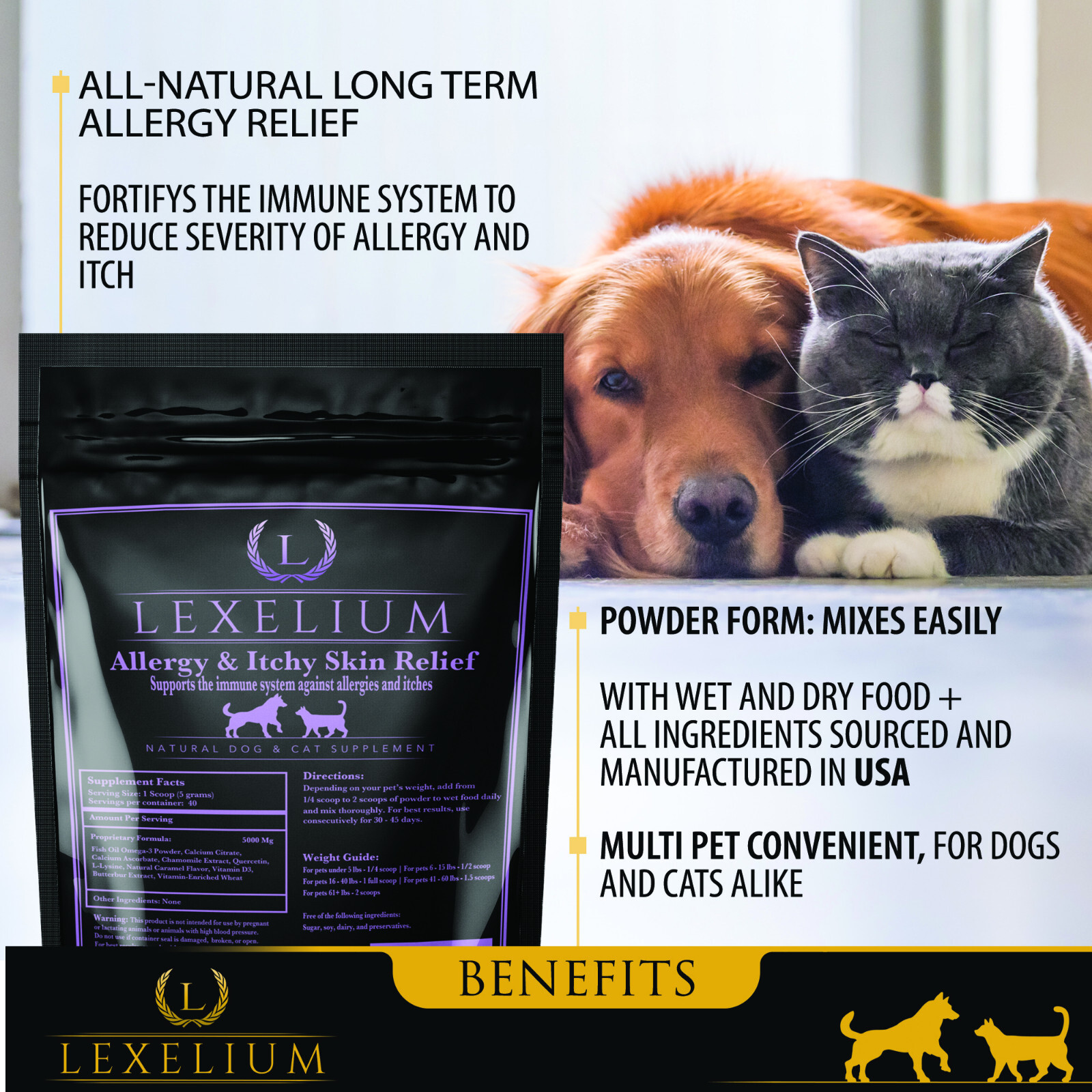 Lexelium Allergy & Itch Relief Powder Supplement for Dogs & Cats | eBay