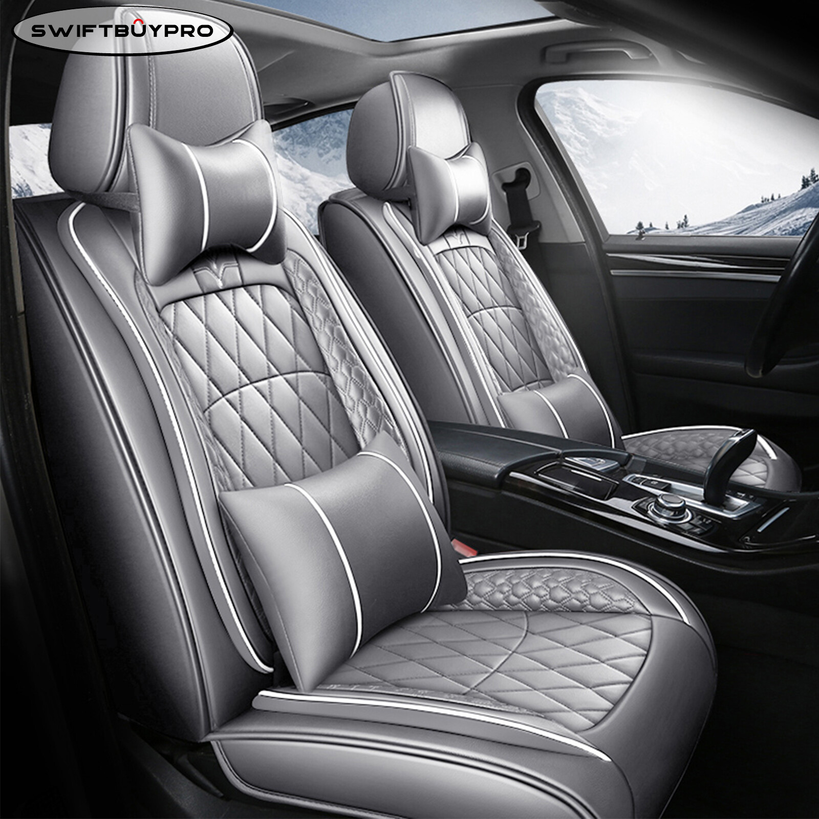 For Honda Quilted Luxury Leather Car Seat Covers Front Rear Full Set ...