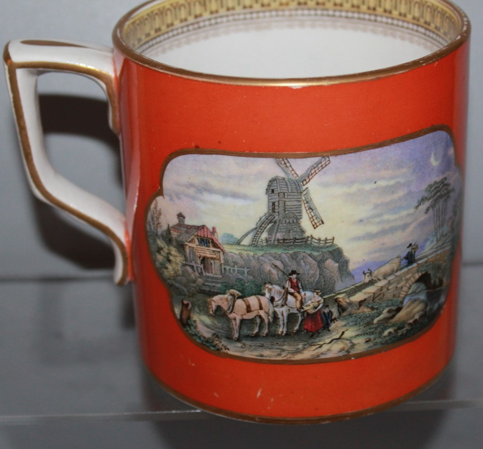 ANTIQUE FENTON PRATTWARE TANKARD St MICHAEL'S MOUNT & WINDMILL/ BRIDGE ...