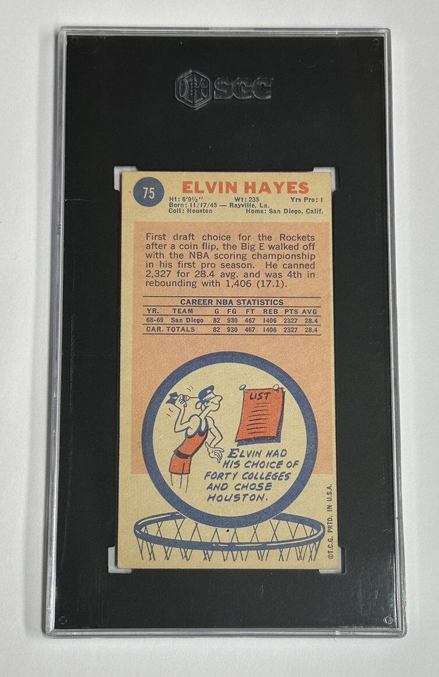 1969-70 Topps Basketball Elvin Hayes Rookie #75 SGC VG+ 3.5 | eBay
