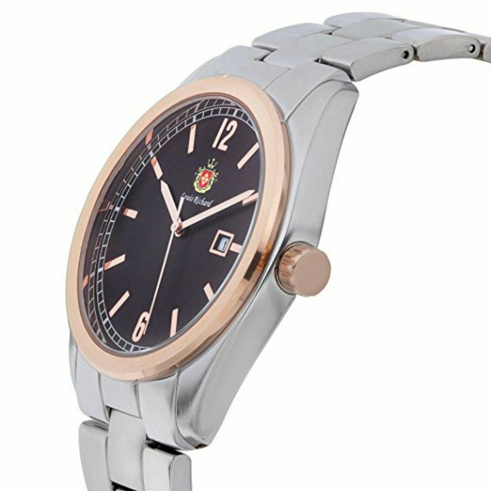 NEW Louis Richard 15113 Mens Belvoir Collection Black Textured Dial ...