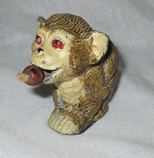 METAL MONKEY EATING NUT Tape Measure; SPRING Antique,Original 19th ...
