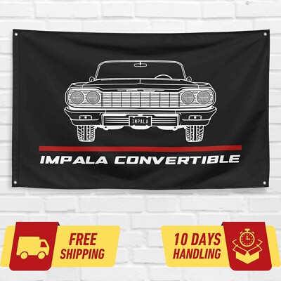 For Chevrolet Impala Convertible 1964 Car Enthusiast 3x5 ft Flag Gift ...