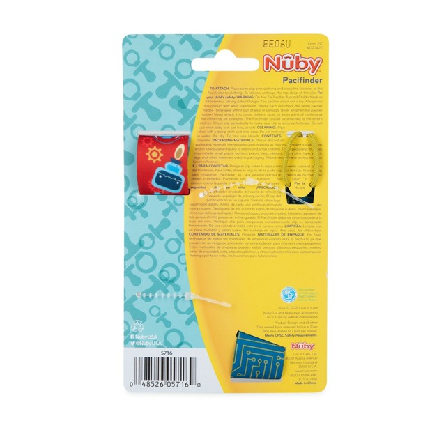 Baby Boy 2 Nuby Pacifier Clips Spaceships & Aliens Paci-finder Cloth ...