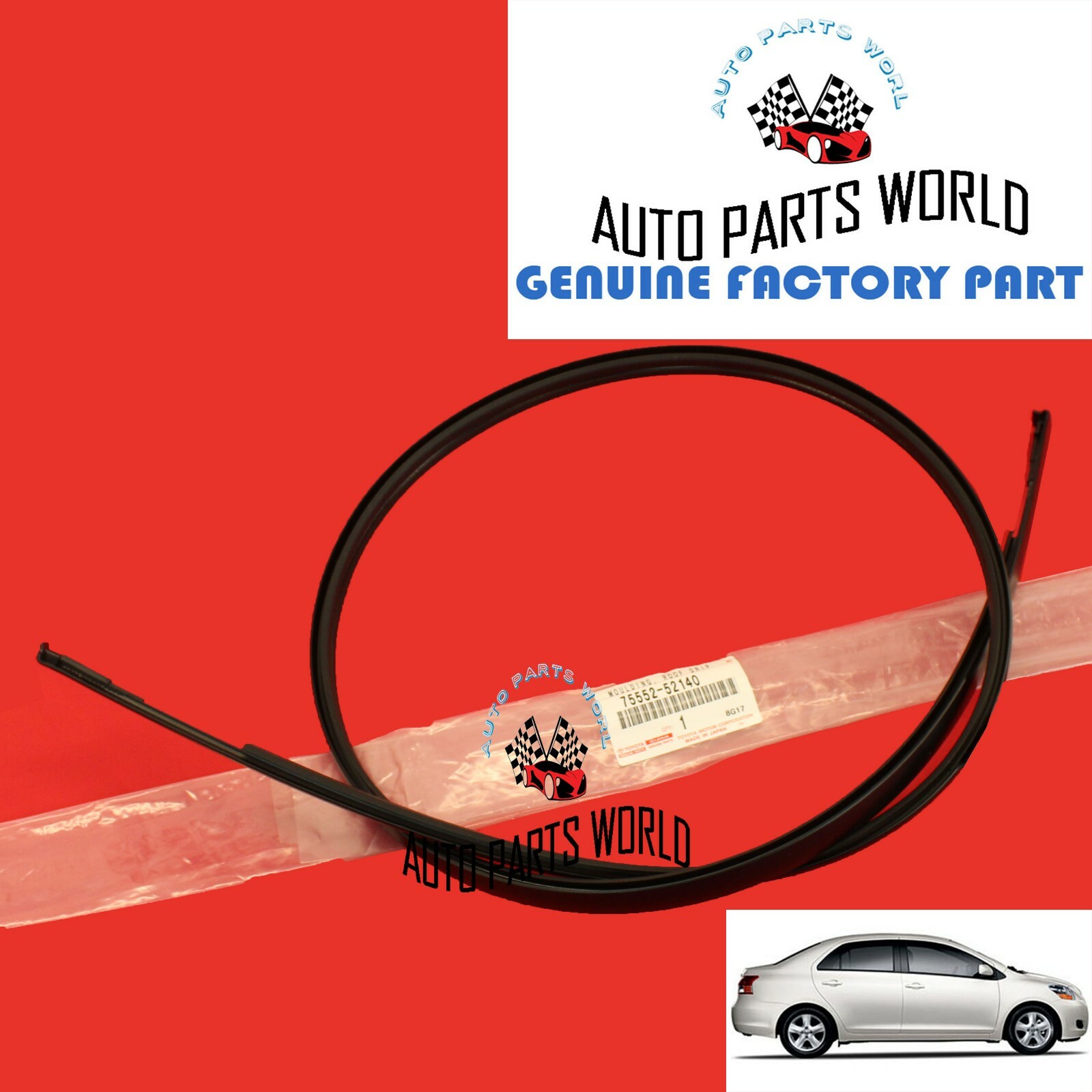 GENUINE TOYOTA 07-11 YARIS SEDAN LEFT ROOF DRIP SIDE FINISH MOULDING ...
