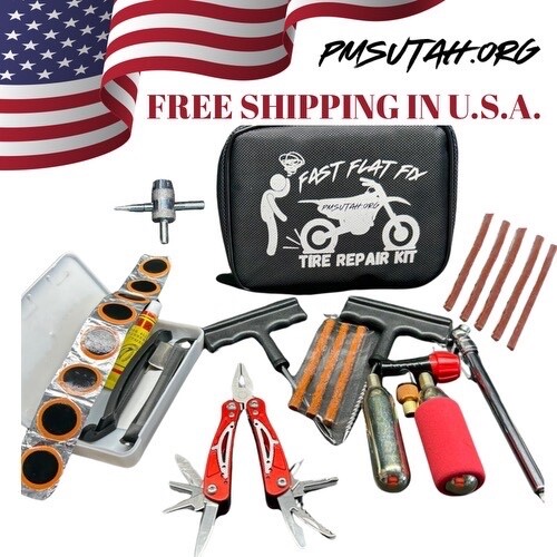 Motorcycle Dirt Bike Tire Repair Kit Tube Patch Plug CO2 Cartridge ...