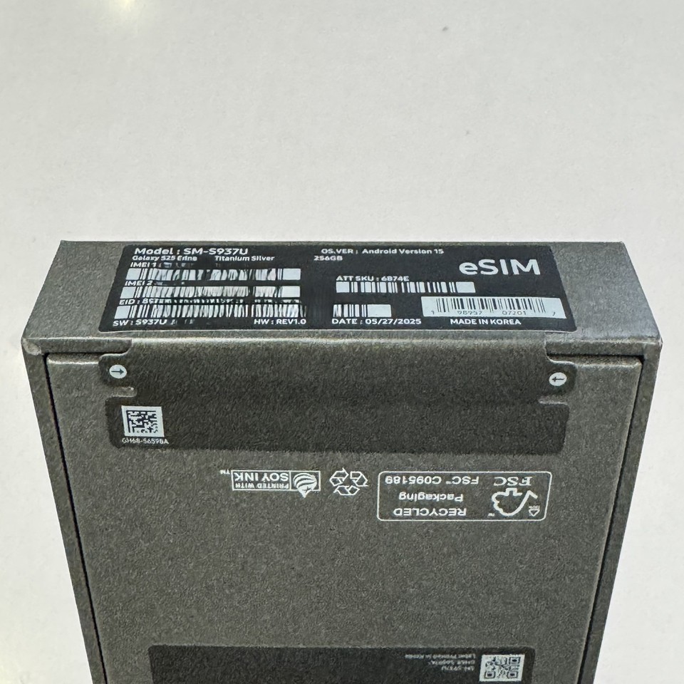 New Sealed in Box AT&T Samsung Galaxy S25 Edge SM-S937U 256GB Titanium ...