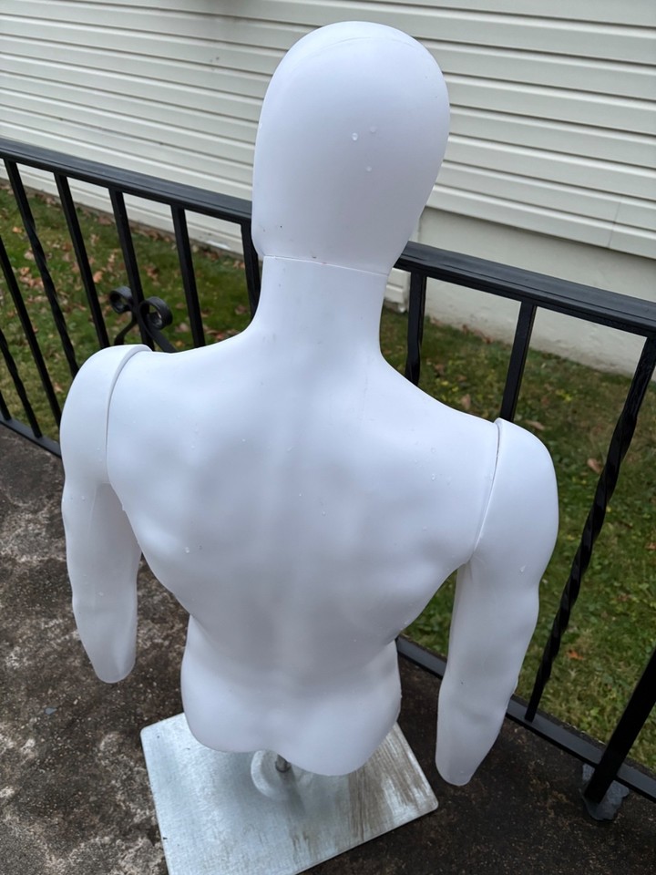 Plastic Half Body Head Turn Male Mannequin with Base - Color: White | eBay