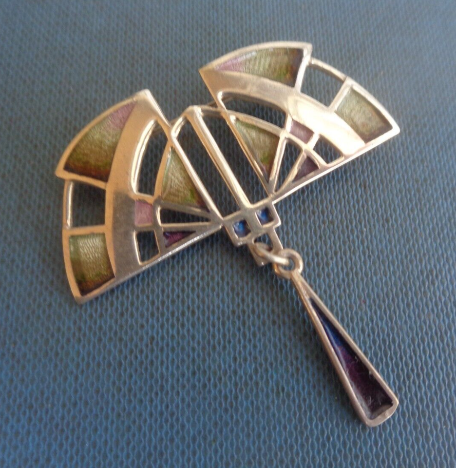 Scottish Sterling Silver & Enamel Art Deco Brooch - Pat Cheney 1980s ...
