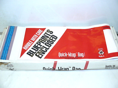 Quick Wrap Bag Style A Long Poly Mailer 8" W x 39" L Blueprints Red ...