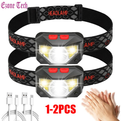 Headlamp Rechargeable Super Bright LED Head Light Forehead Flashlight ...
