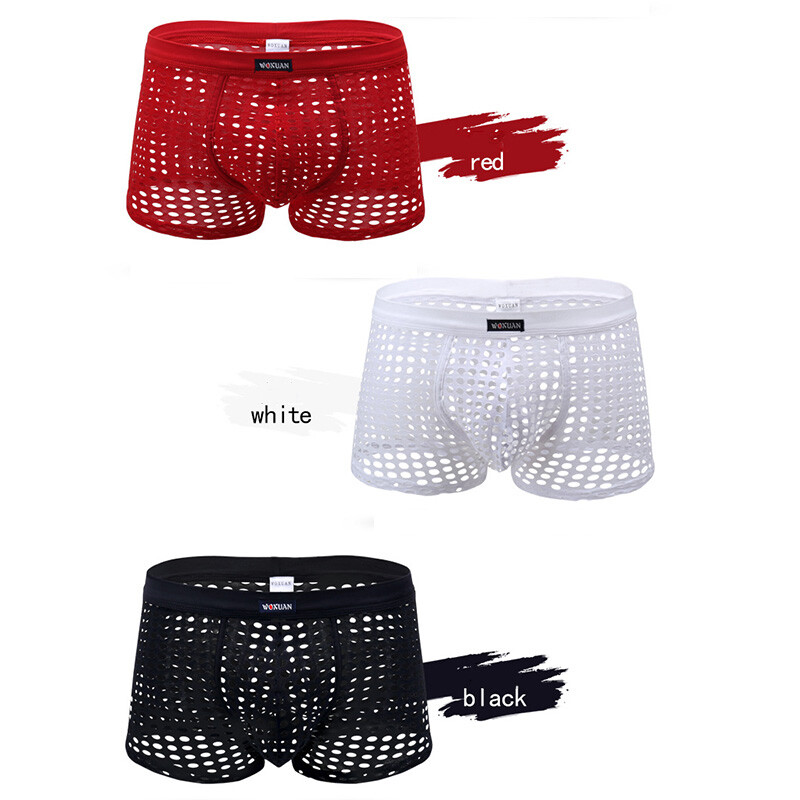 Men Sexy Mesh Underwear Boxer Briefs Shorts Underpants Breathable ...