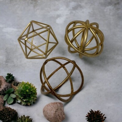 Assorted | Gold | Metal Spheres | Home Decor | Set of 3 | eBay
