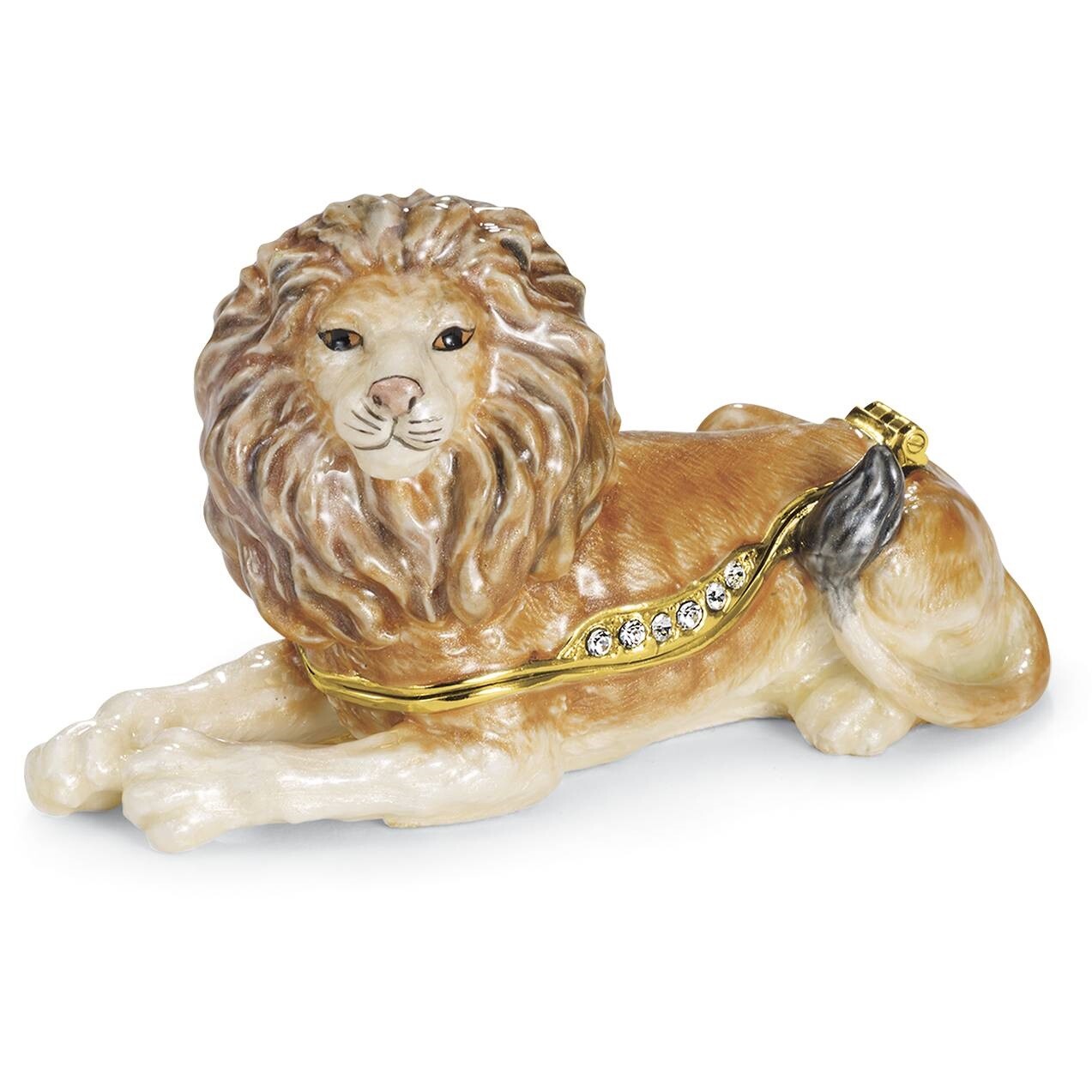 DELUXE LION Trinket Box With Swarovski Crystals & Hinged Lid New In Box ...