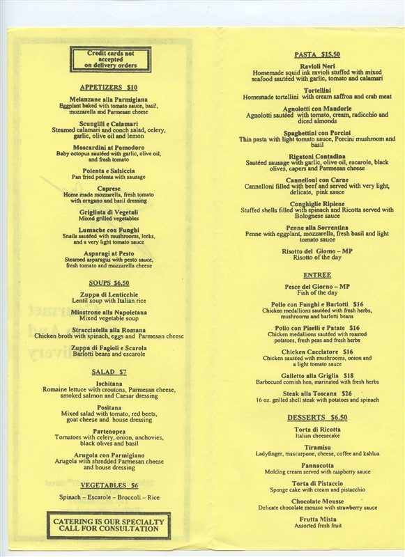 Raffaele Gourmet Menu First Avenue at 57th Street New York City | eBay