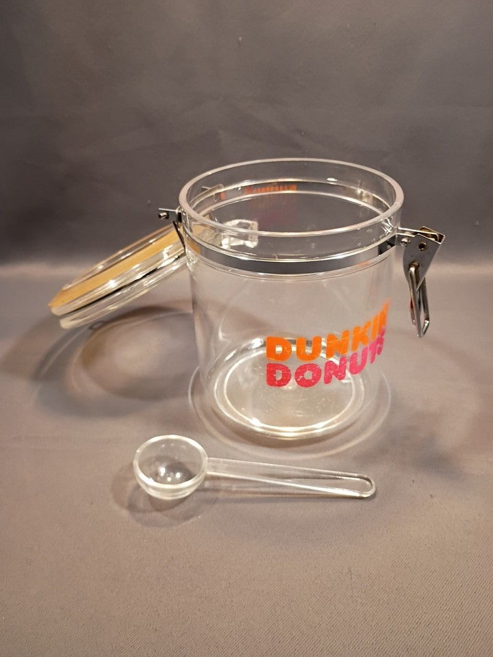 💥Vintage Dunkin Donuts Acrylic Storage Canister With Scoop Spoon Sealed ...