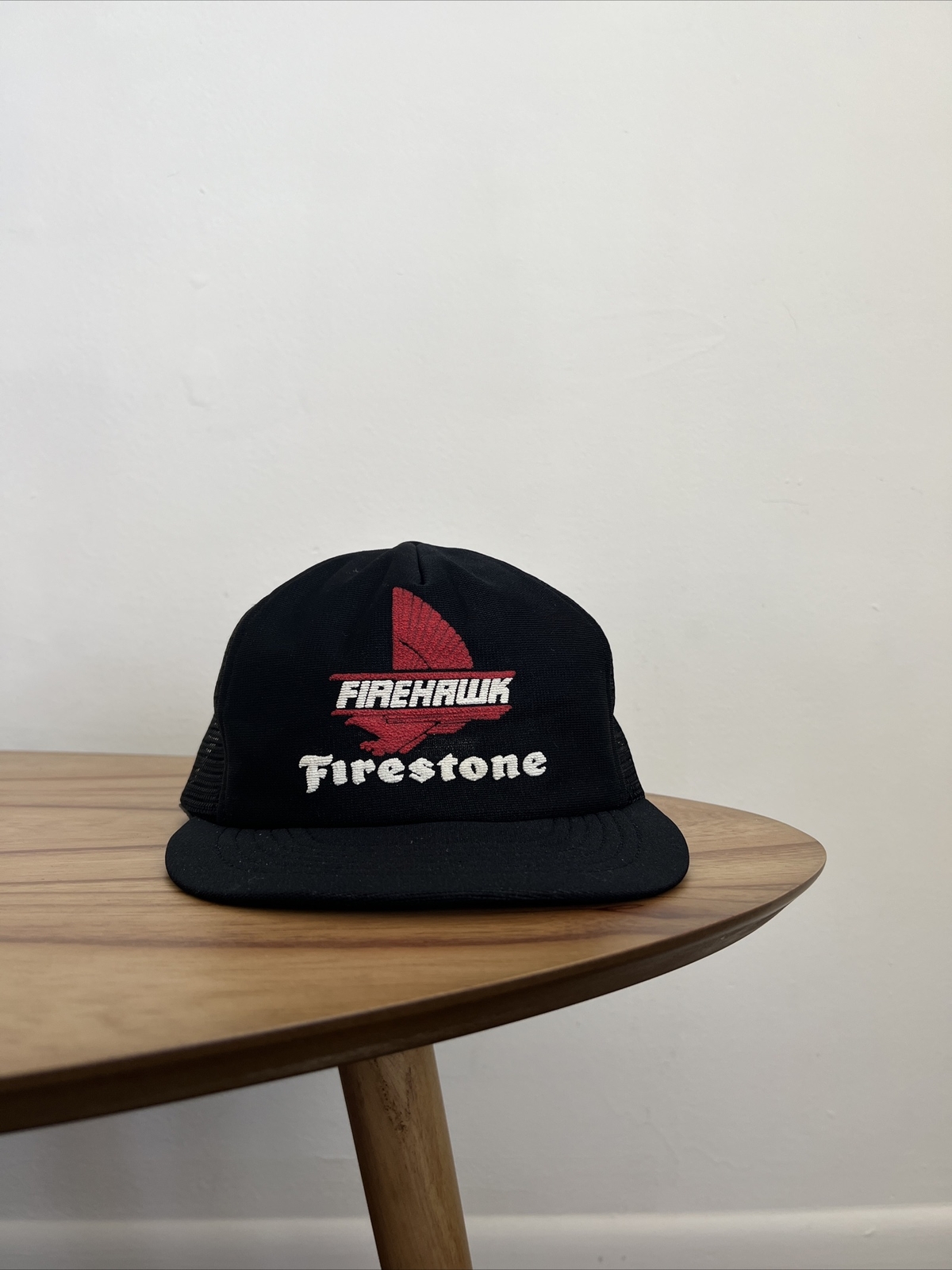 Vintage RARE Black Firestone Firehawk Trucker Snapback Hat Made USA ...