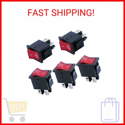 mxuteuk 5pcs 110V/120V Mini Rocker Switch Illuminated Snap-in DPST ...