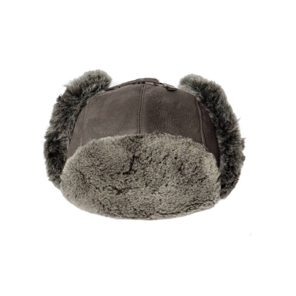 Unisex Genuine Shearling Sheepskin Leather Trapper Hat - Winter Aviator ...