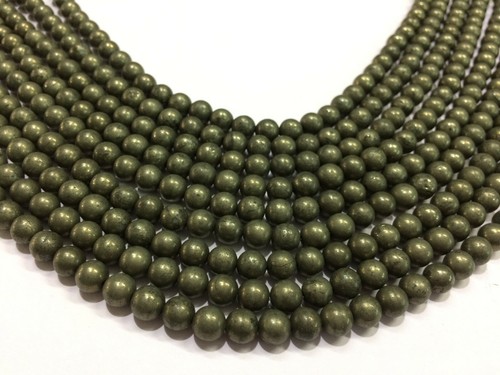 Natural Pyrite Round Ball Smooth 8mm, Gray Pyrite Loose Beads 12"inch ...