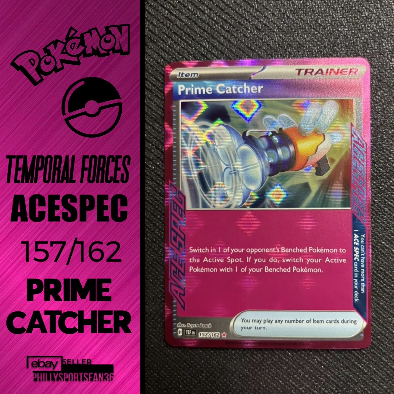 Pokemon Temporal Forces Prime Catcher 157 ACE SPEC NM New In Hand Value ...