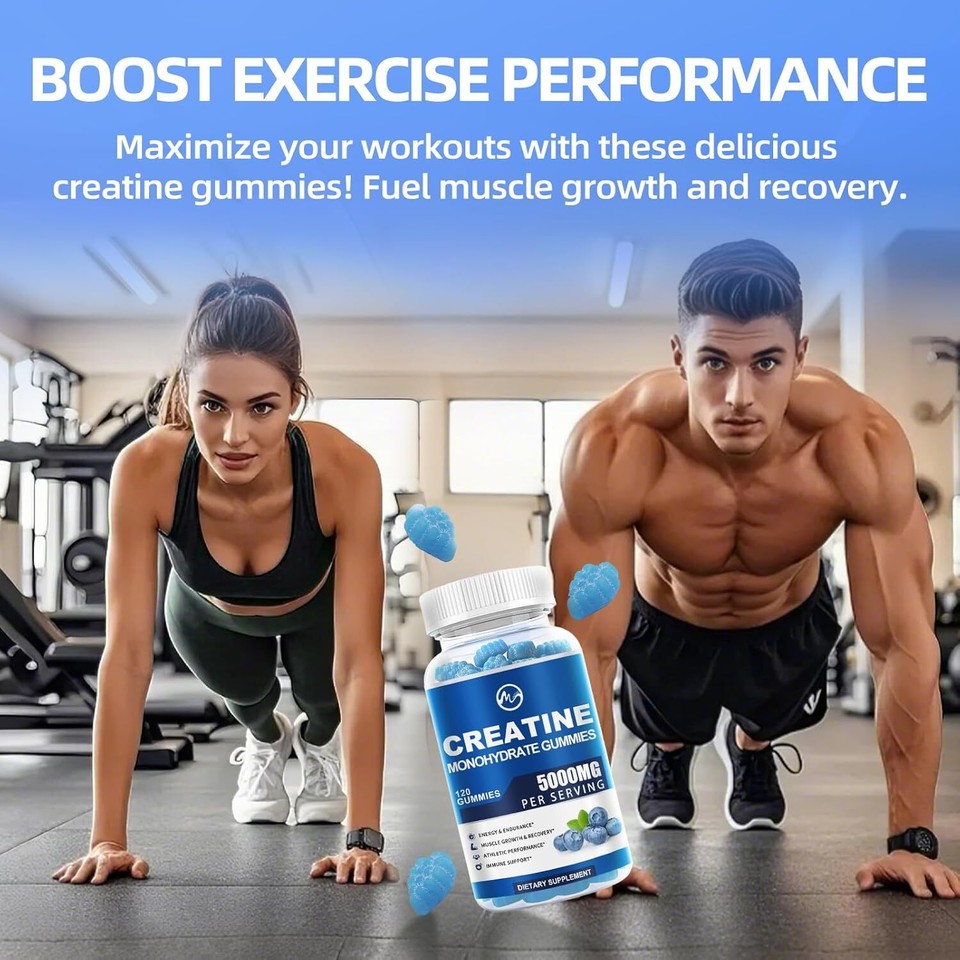 Creatine Monohydrate Blueberry Gummies - Enhance Brain Function + Build ...