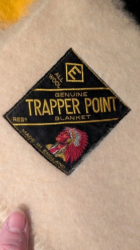 Vintage Late 1950s/Early 60's TRAPPER POINT Wool Blanket Approx. 84" x ...