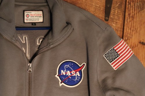 Red Canoe NASA Rocket Scientist Grey L Sweatshirt America Flag Patch ...