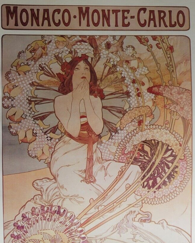 Alphonse Mucha Poster AD MONACO MONTE CARLO PLM Railway TRAIN DE LUXE ...