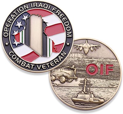 OIF OPERATION IRAQI FREEDOM IRAQ COMBAT VETERAN RIBBON 1.75" CHALLENGE ...