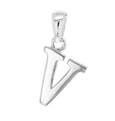 Men's Solid Sterling Silver Letter V Initial Pendant | eBay UK