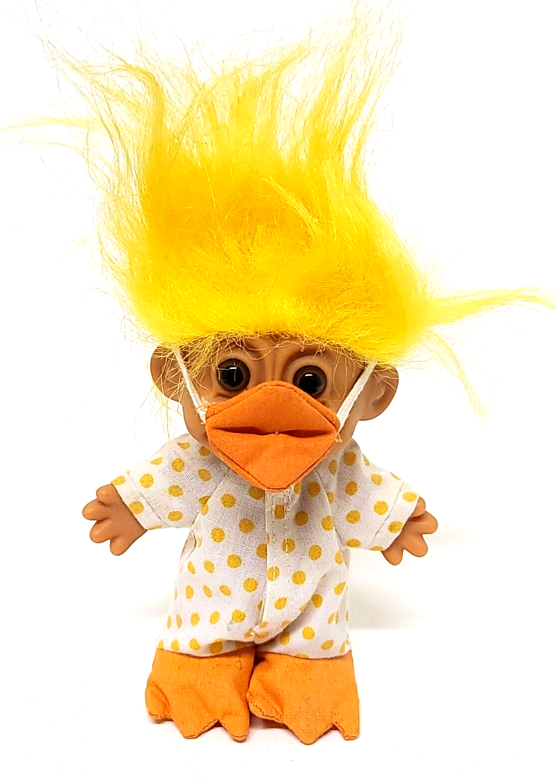 Easter Troll Duck Russ Vtg Yellow Hair Brown Eyes Lucky Doll Costume ...