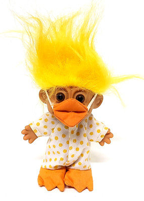 Easter Troll Duck Russ Vtg Yellow Hair Brown Eyes Lucky Doll Costume ...