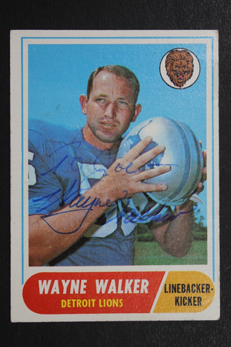 Wayne Walker (d.2017) Detroit Lions Autographed Signed 1968 Topps Card ...