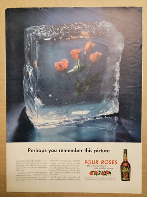 NOSTALGIC 1945 Print Ad Advertisement Four Roses Whiskey Ice Block | eBay