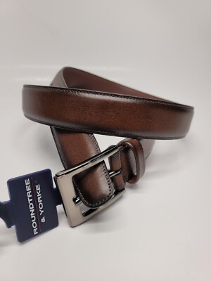 Roundtree & Yorke Full Grain Cowhide Brownie Chocolate Leather Belt | eBay