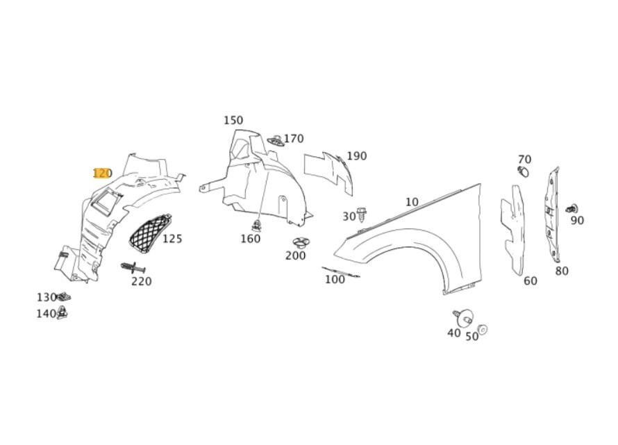 MERCEDES E Class C207 2014 RHD Front Right Side Wheel Arch Housing ...