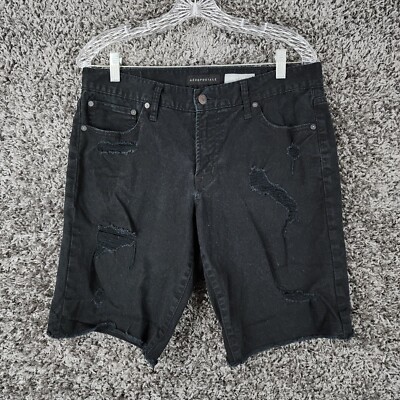 Aeropostale Mens Distressed Cut Off Black Jean Shorts Size 32 | eBay
