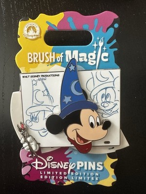 Disney Store Brush of Magic Pin Sorcerer Mickey Mouse Pin Limited ...