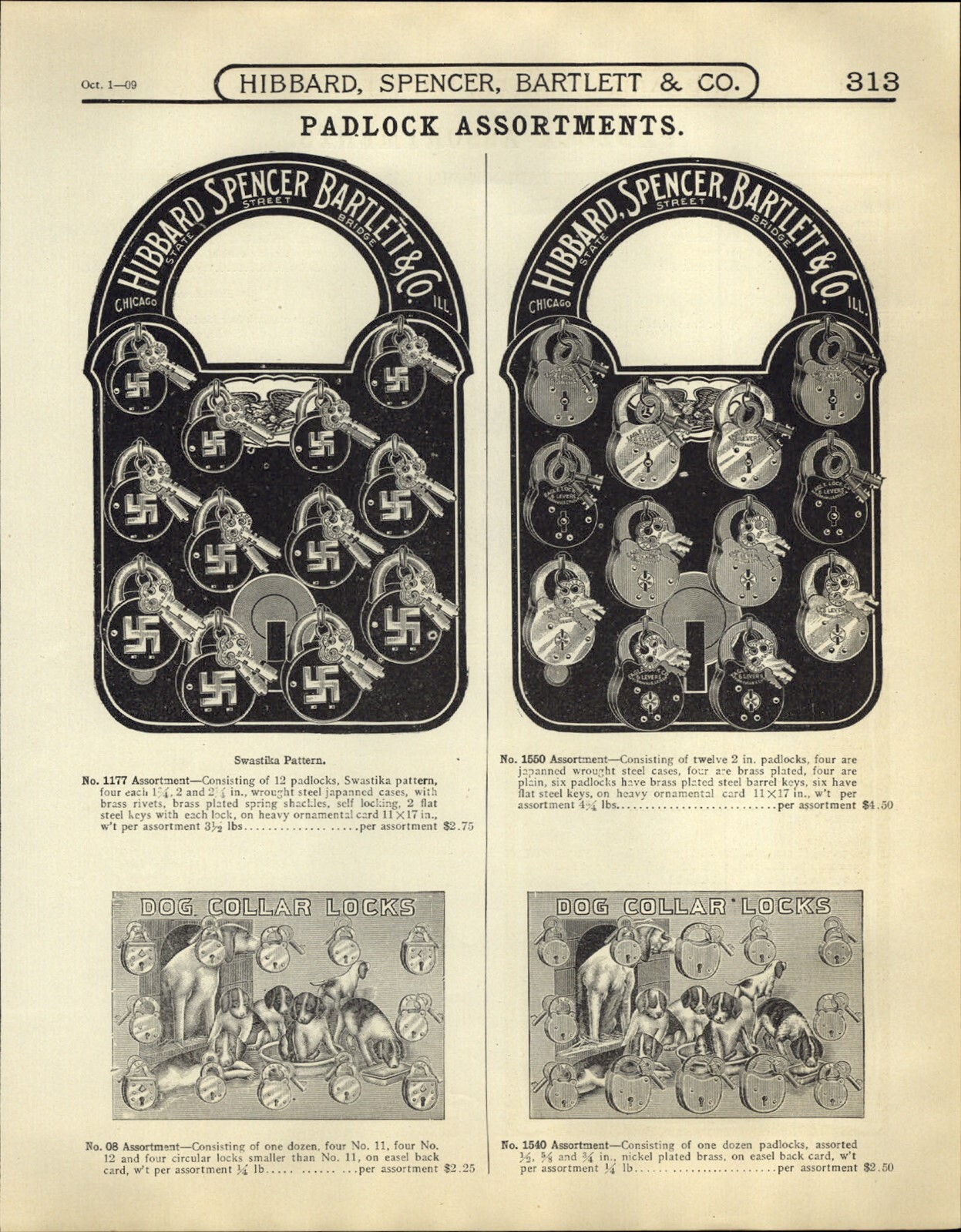 1905 - 10 PAPER AD 12 PG Padlock Lock Old Oak RFD US Mastodon Malta ...