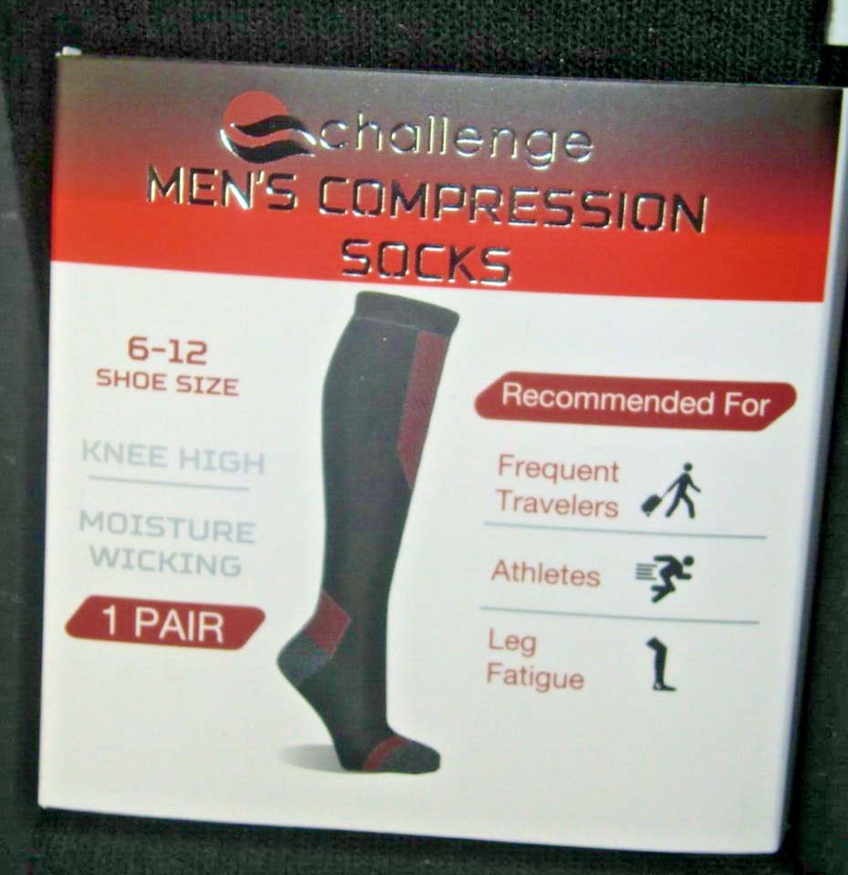 Challenge Men's Compression Knee-High Socks Shoe Size 6-12 | eBay