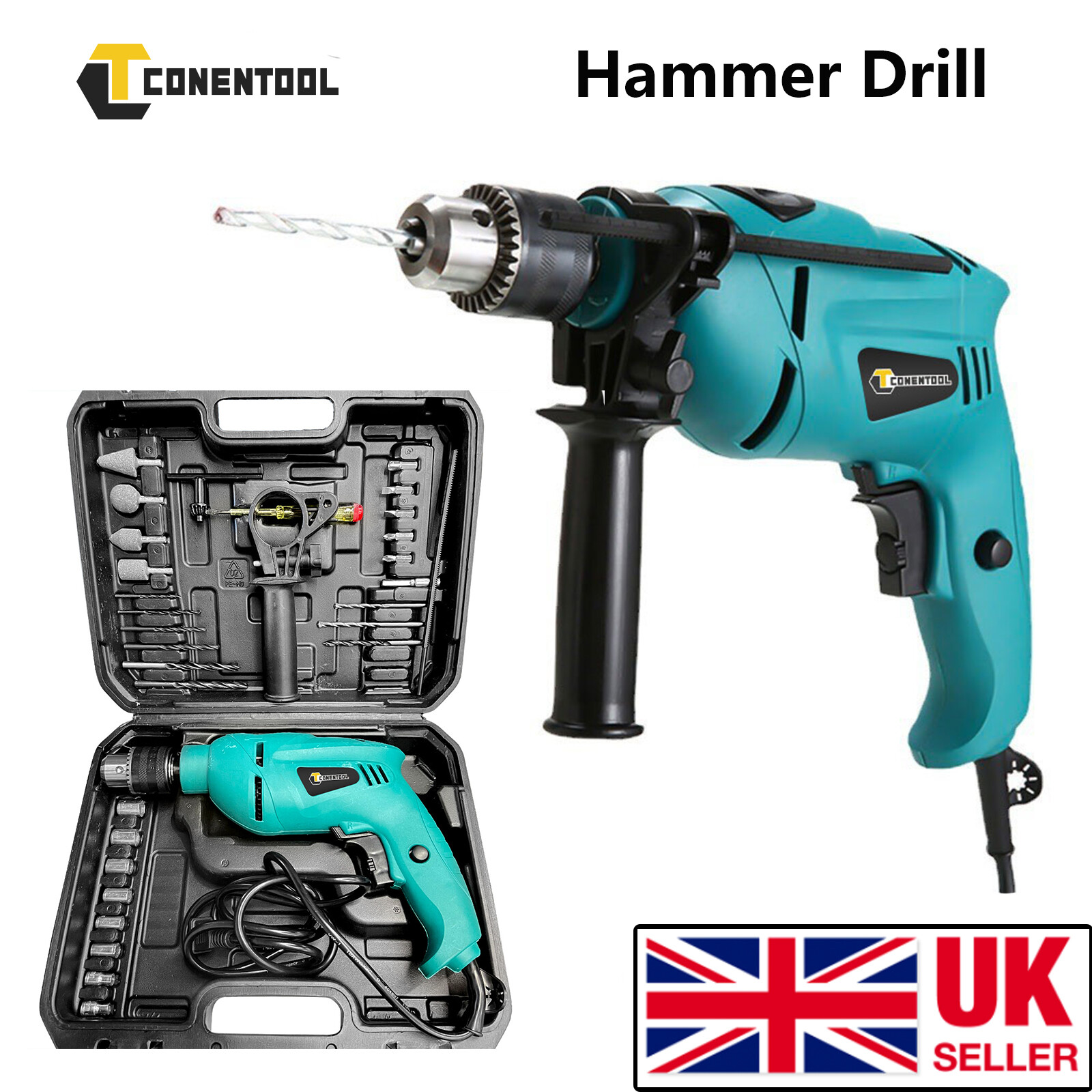 850W Electric Power Hammer Drill 27pc Kit Tool Set Impact Hammer 13mm ...
