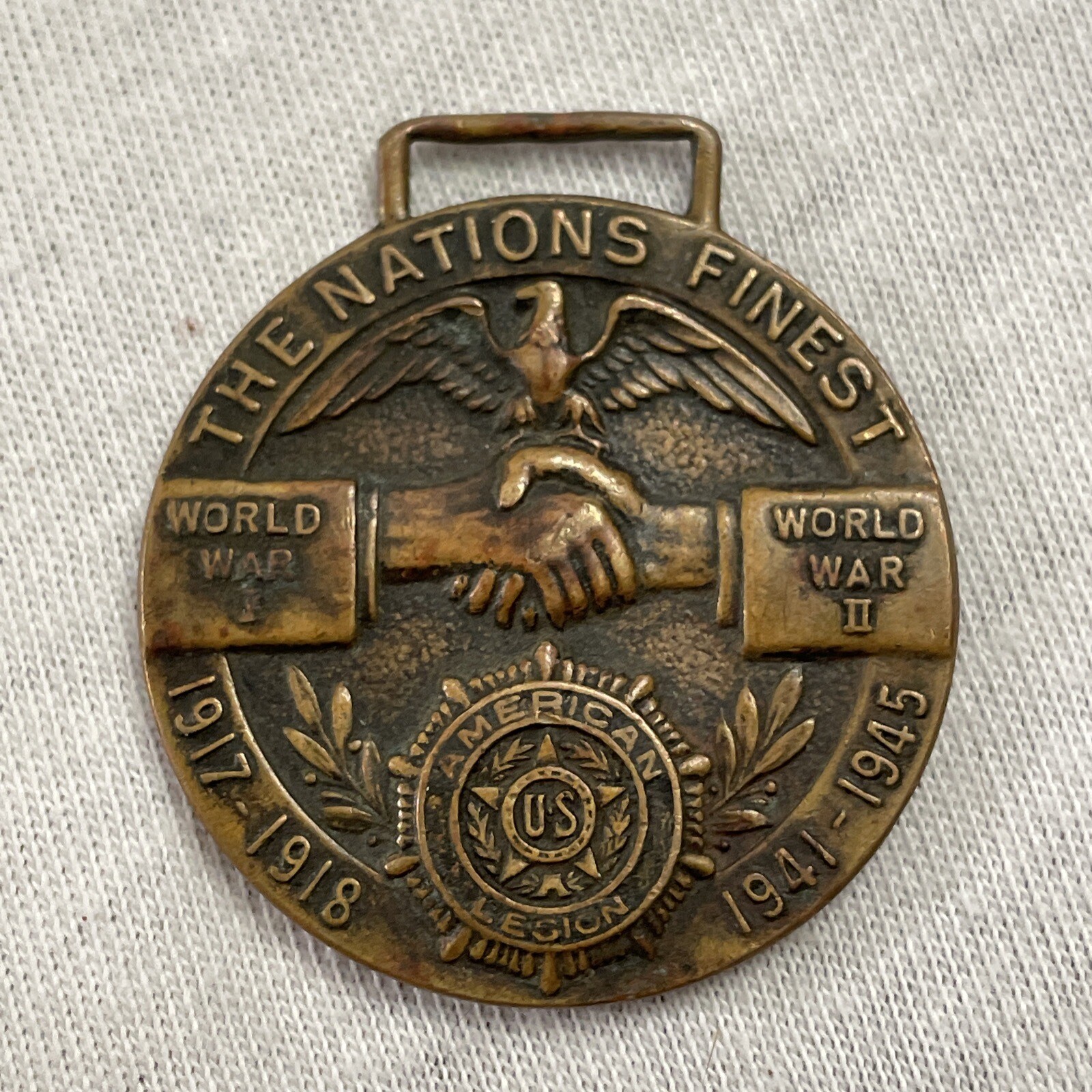 Vintage 1946 Watch Fob WWI & WWII American Legion Lewiston Maine ...