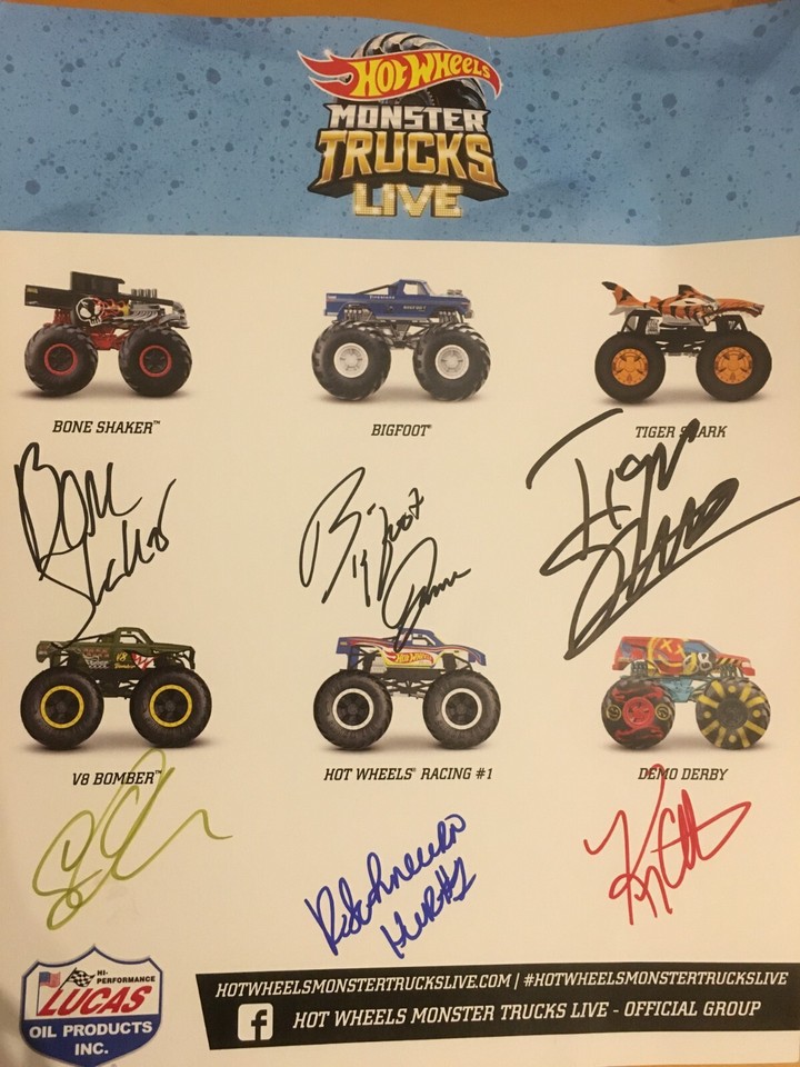 ** RARE SIGNED BUNDLE 6 X HOT WHEELS MONSTER TRUCK LIVE + AUTOGRAPH ...