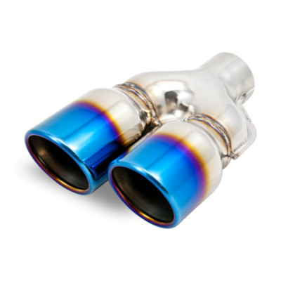 3" Blue Burnt Twin RH Stainless Steel Weld On Exhaust Tip Universal ...