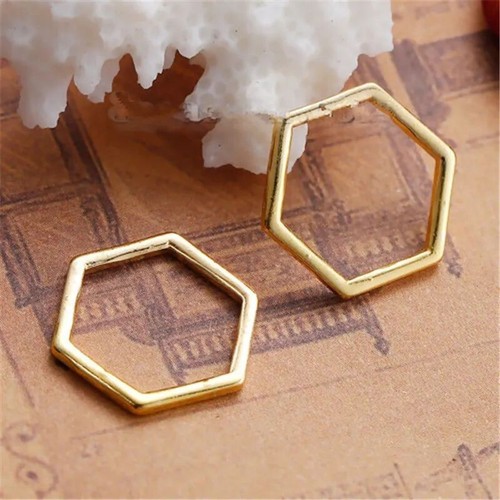Hollow Hexagon Connector Gold Color Pendant Earring Charm Jewelry ...
