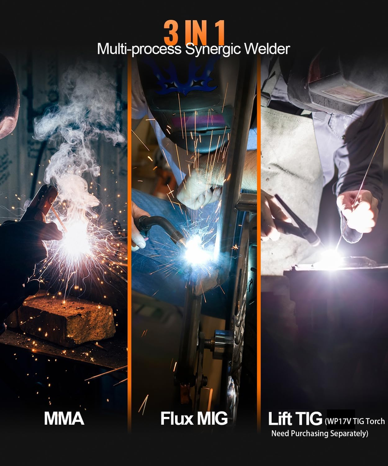 HITBOX 3 in 1 MIG Welder No Gas 200Amp 220V DC MMA Lift TIG MIG Welding ...