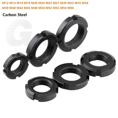 Round Slotted Nuts Bearing Locknut Slotted Castle Nut M10 M12 - M60 ...