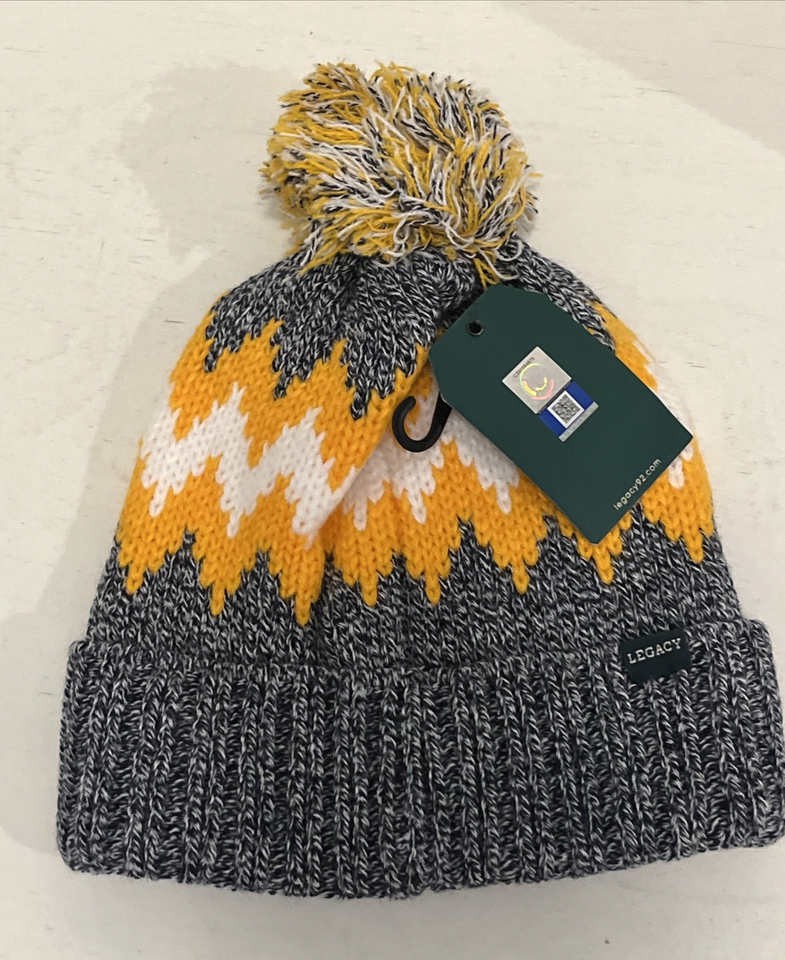 University of Michigan Wolverines Beanie Cap Pom Gray Yellow Knitted by ...